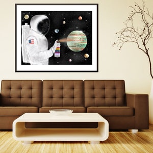 Space Graffiti. Solar System Print, Space Wall Art, Retro Space Art ...
