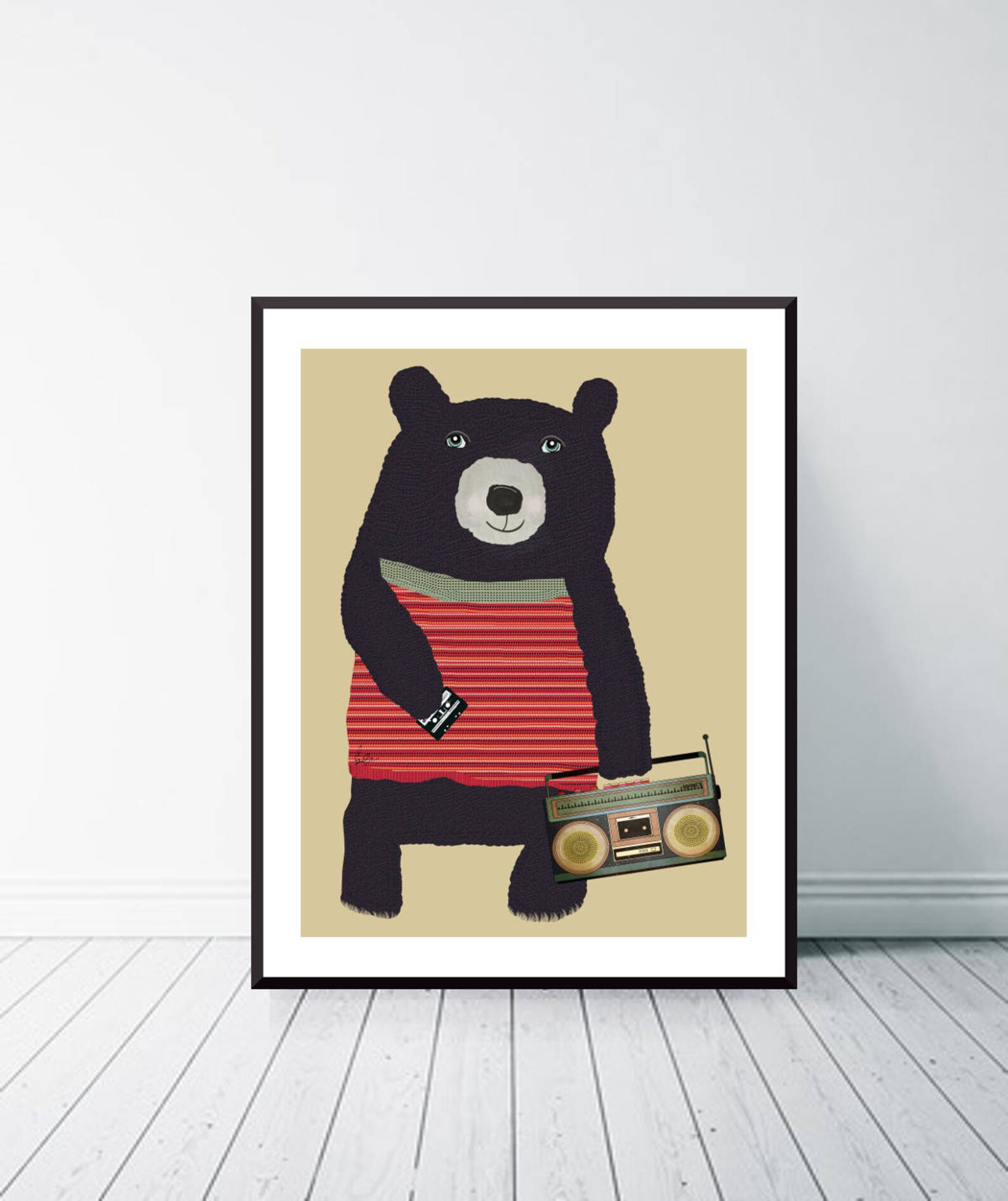 Boomer Bear. Nursery Art Children's Picture Music Theme - Etsy