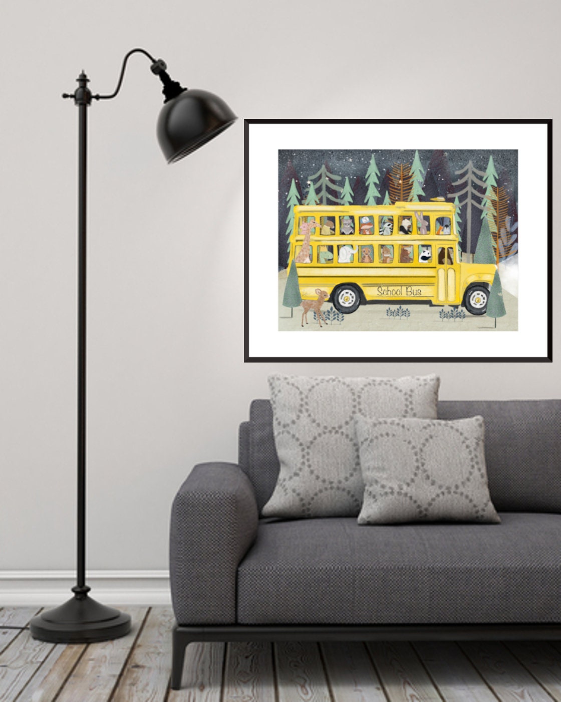 The Big School Bus. Nursery Art Children's Wall Art | Etsy