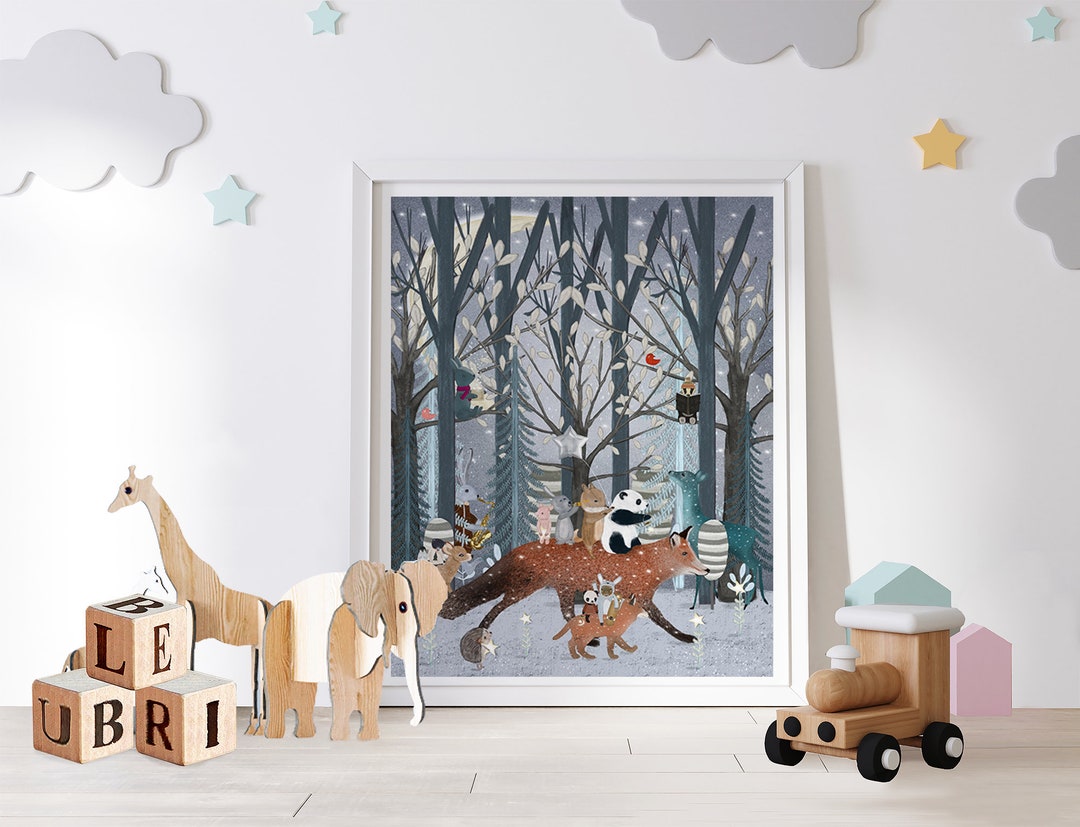 Little Starlight Fox. Nursery Wall Art, Woodland Theme, Adventure Theme ...