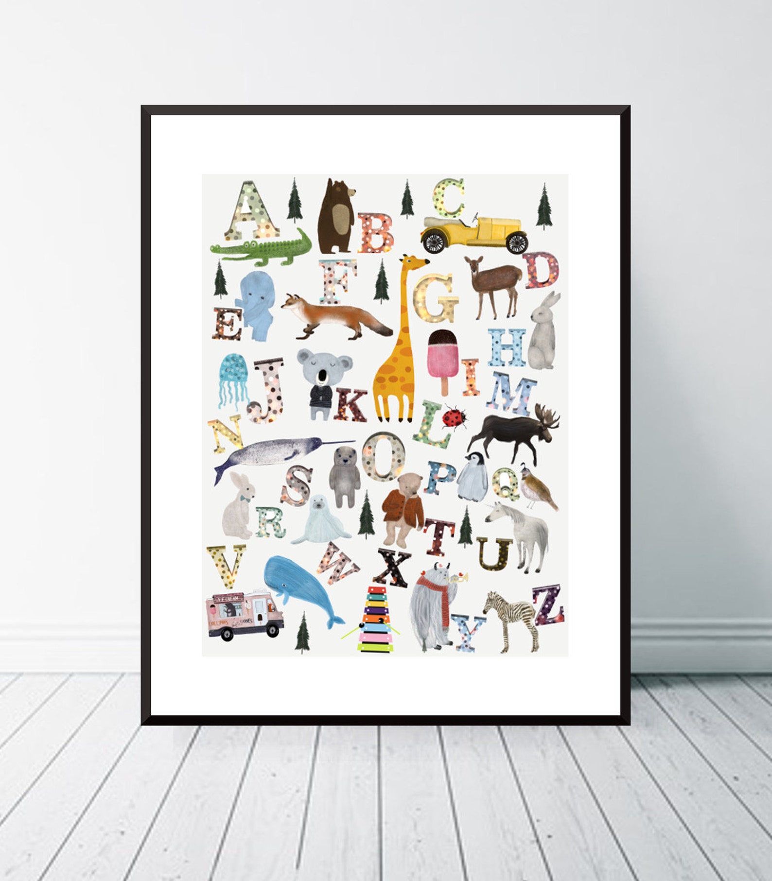 Nursery Alphabet Chart, Alphabet Wall Art, Alphabet Poster, Nursery Art ...