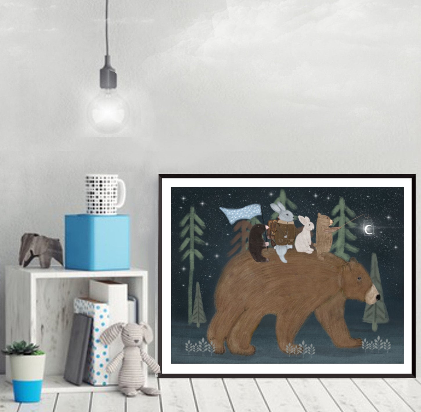 The Moon Bear. Nursery Art Children's Wall Art Neutral | Etsy