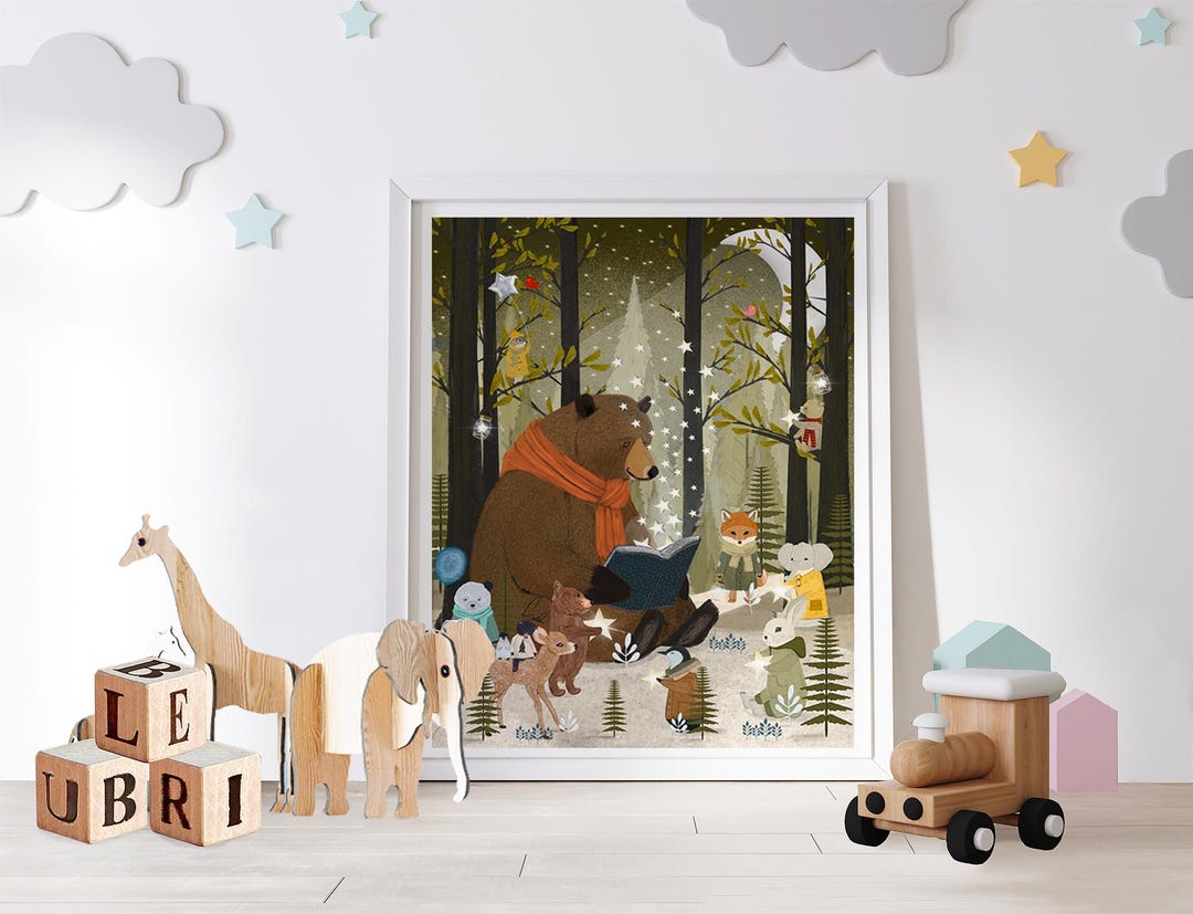 Starlight Story. Woodland Animals Nursery Prints – Kids Room Wall Art ...