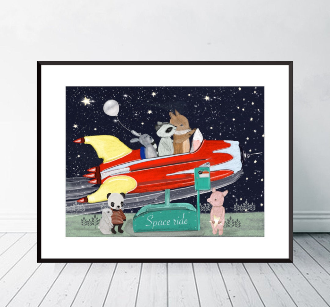 Little Space Time. Nursery Art, Nursery Space Theme, Childrens's Wall ...