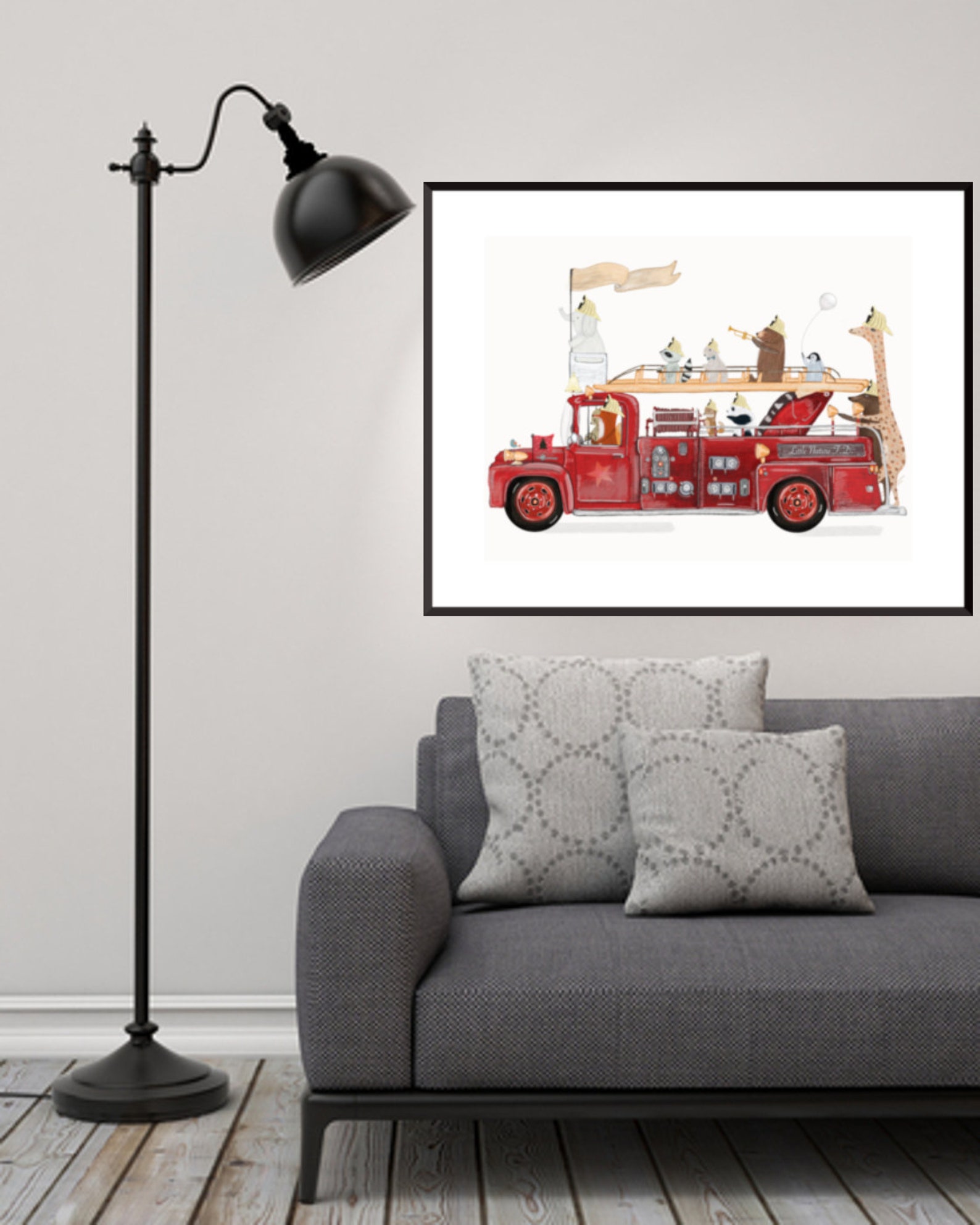 Little Fire Truck. Nursery Art Fire Engine Children's | Etsy
