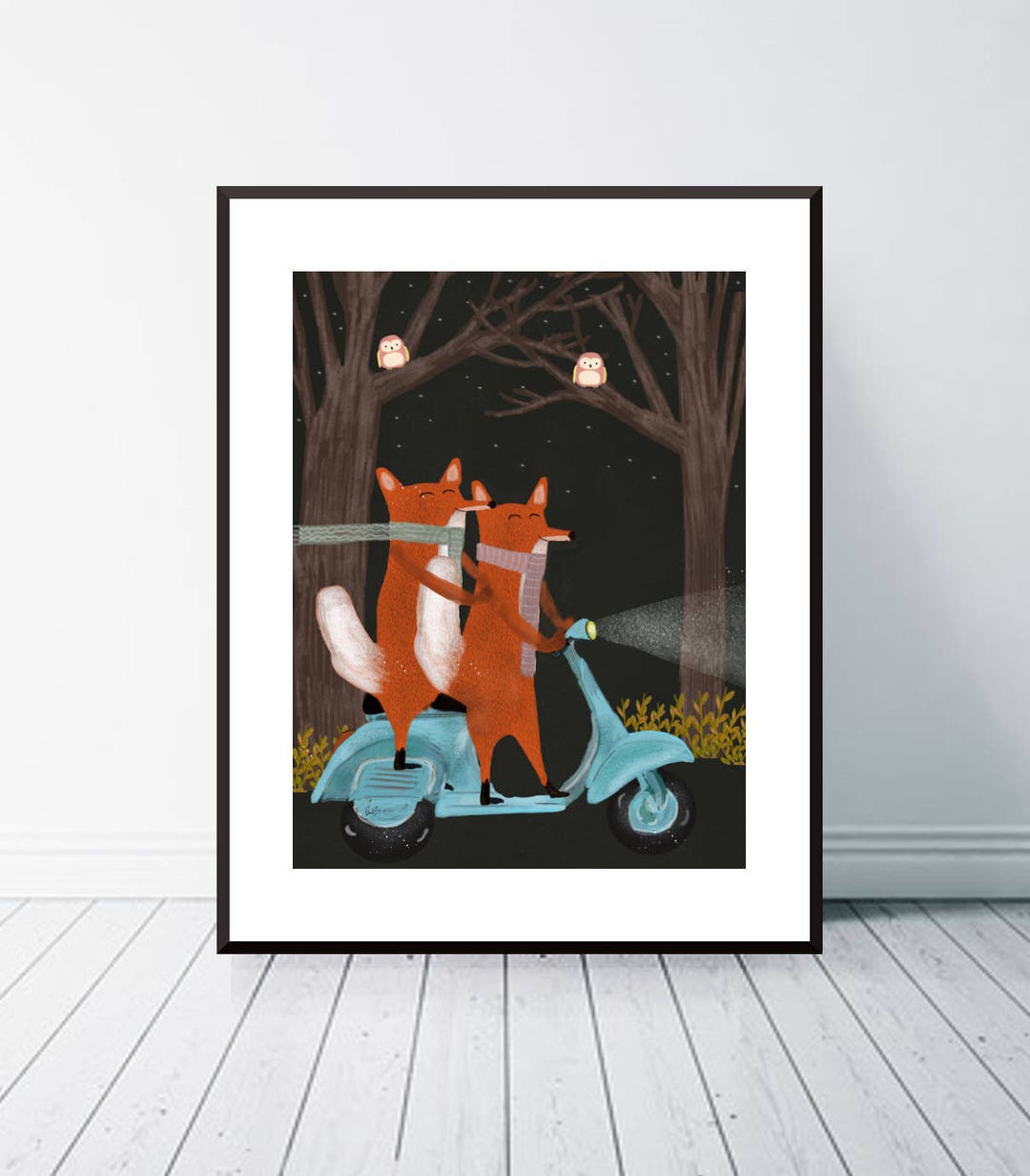 Fox Scooter Print: Nursery Prints, Woodland Animals, Kids Room Decor ...