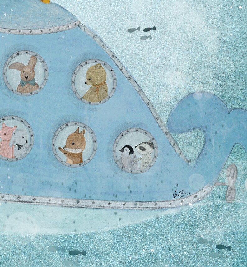 The Whale Submarine. Nursery Art Neutral Nursery Art Nursery | Etsy