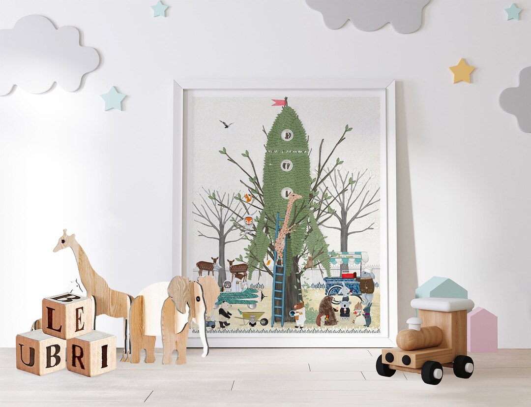 Spaceship Tree Art Print: Whimsical Woodland Nursery Decor - Etsy