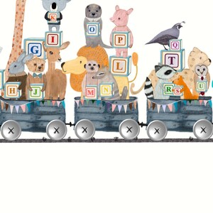 Little Alphabet Train. Alphabet Wall Art, ABC Woodland, Nursery Art ...