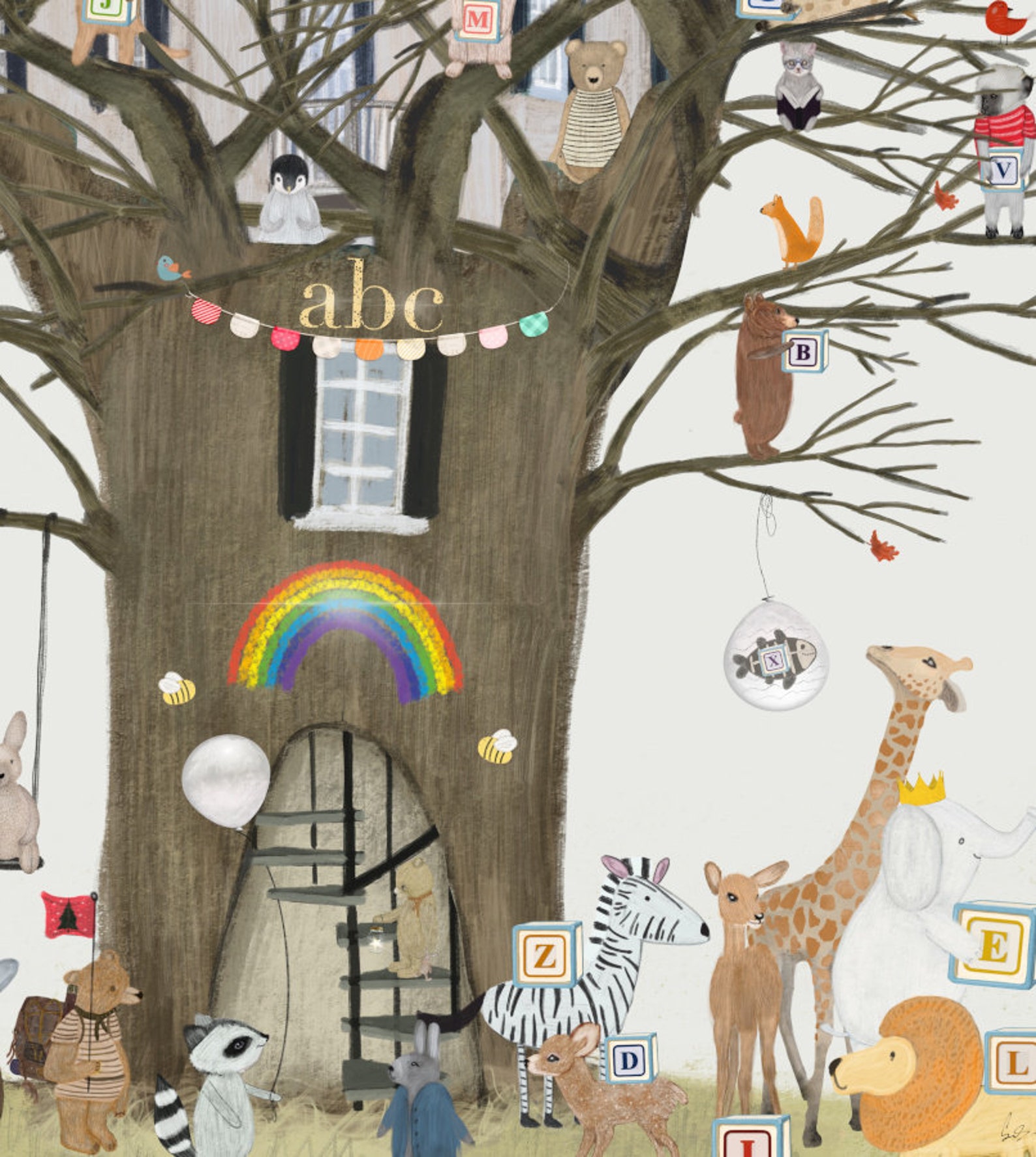 The Alphabet Tree. Nursery Art Children's Wall Art ABC - Etsy