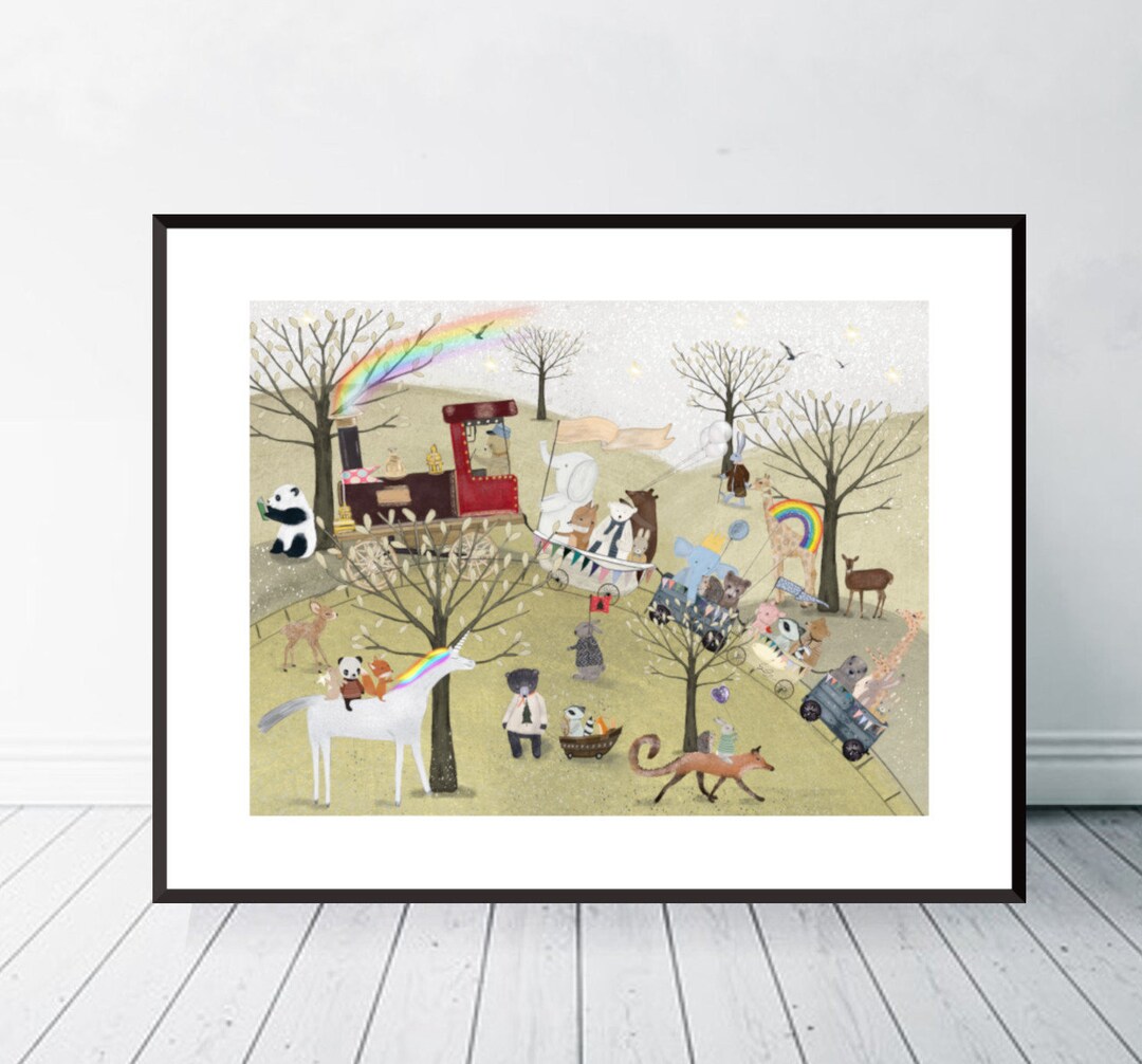 Safari Animal Train. Nursery Wall Art, Kids Room Prints, Woodland ...