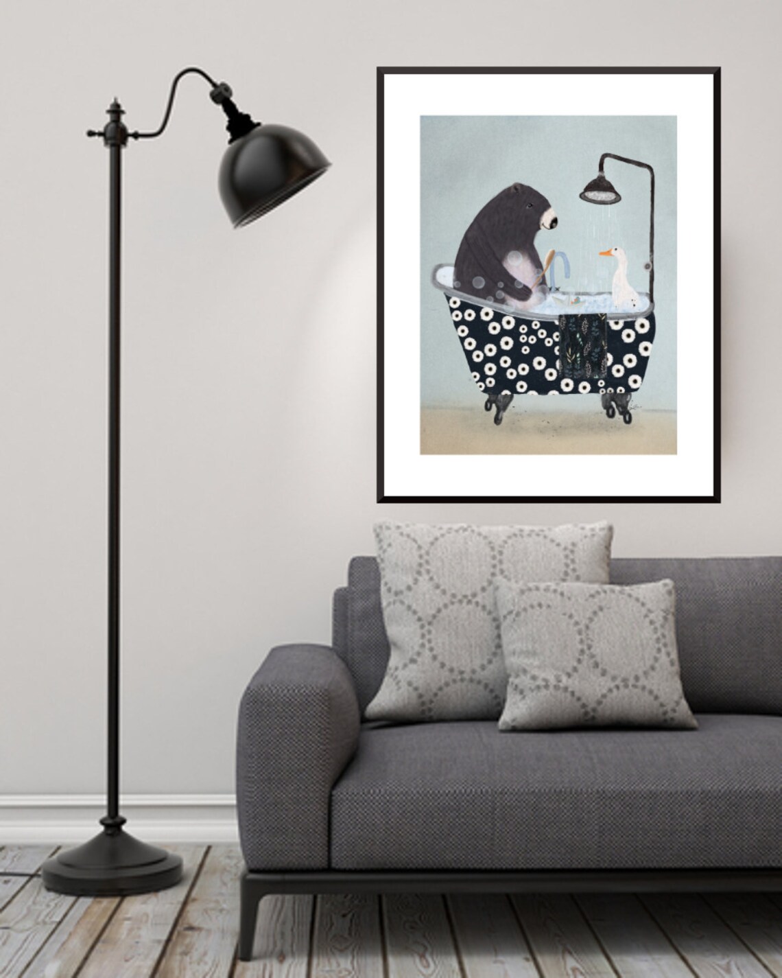 Bath Time Cute Illustrations Nursery Art Bathroom Wall Art - Etsy