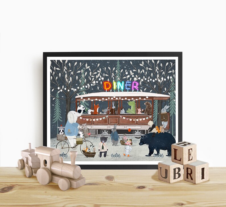 Little Diner. Nursery Prints, Woodland Animals Wall Art, Kids Room ...