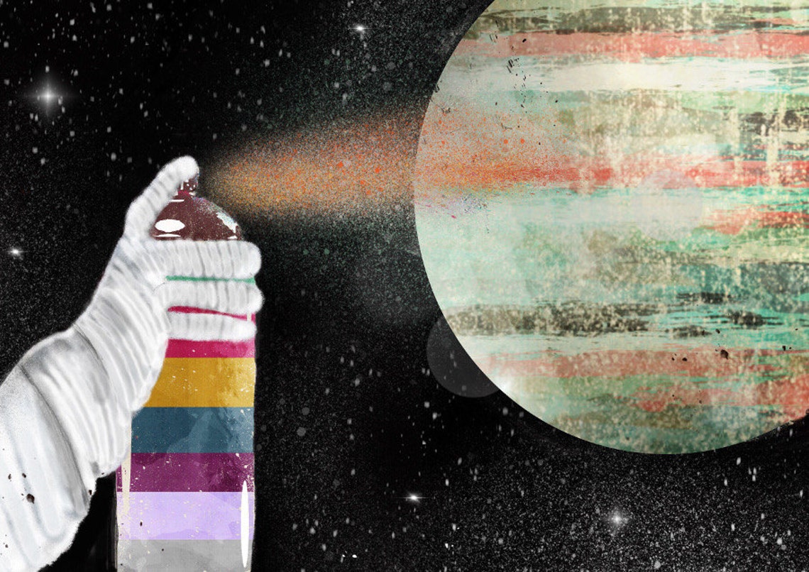 Space Graffiti. Solar System Print Space Wall Art Retro - Etsy