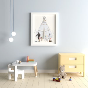 Bunny Tipi. Nursery Art, Children's Wall Art, Music Theme, Cute ...