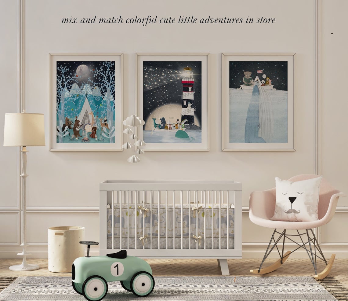 A Wondrous Space Adventure. Nursery Art Children's Wall - Etsy