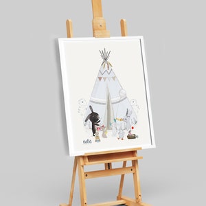 Bunny Tipi. Nursery Art, Children's Wall Art, Music Theme, Cute ...