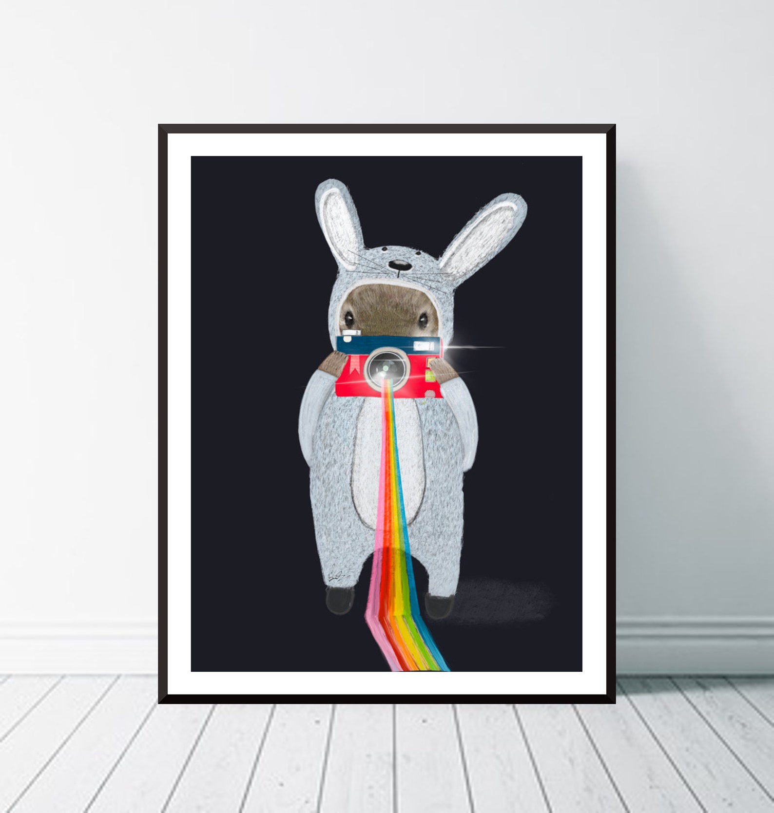 Rainbow Bunny. Nursery Art Children's Wall Art Adventure - Etsy