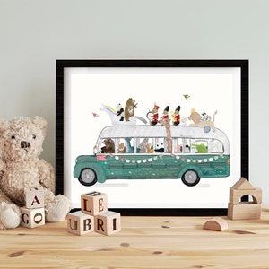 Adventure Bus. Nursery Art, Children's Wall Art, Adventure Theme ...