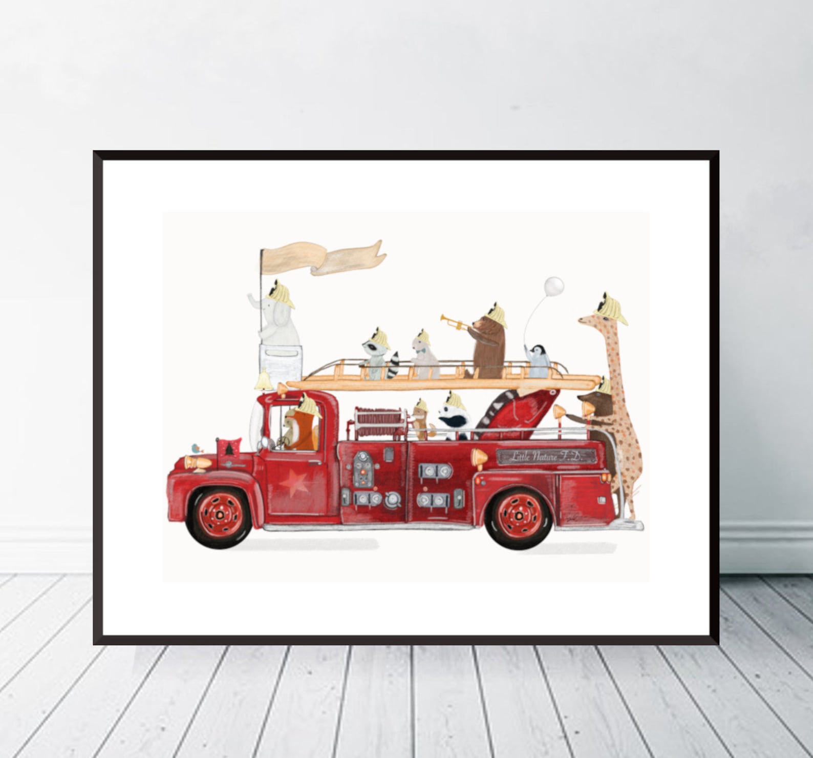 Little Fire Truck. Nursery Art Fire Engine Children's - Etsy