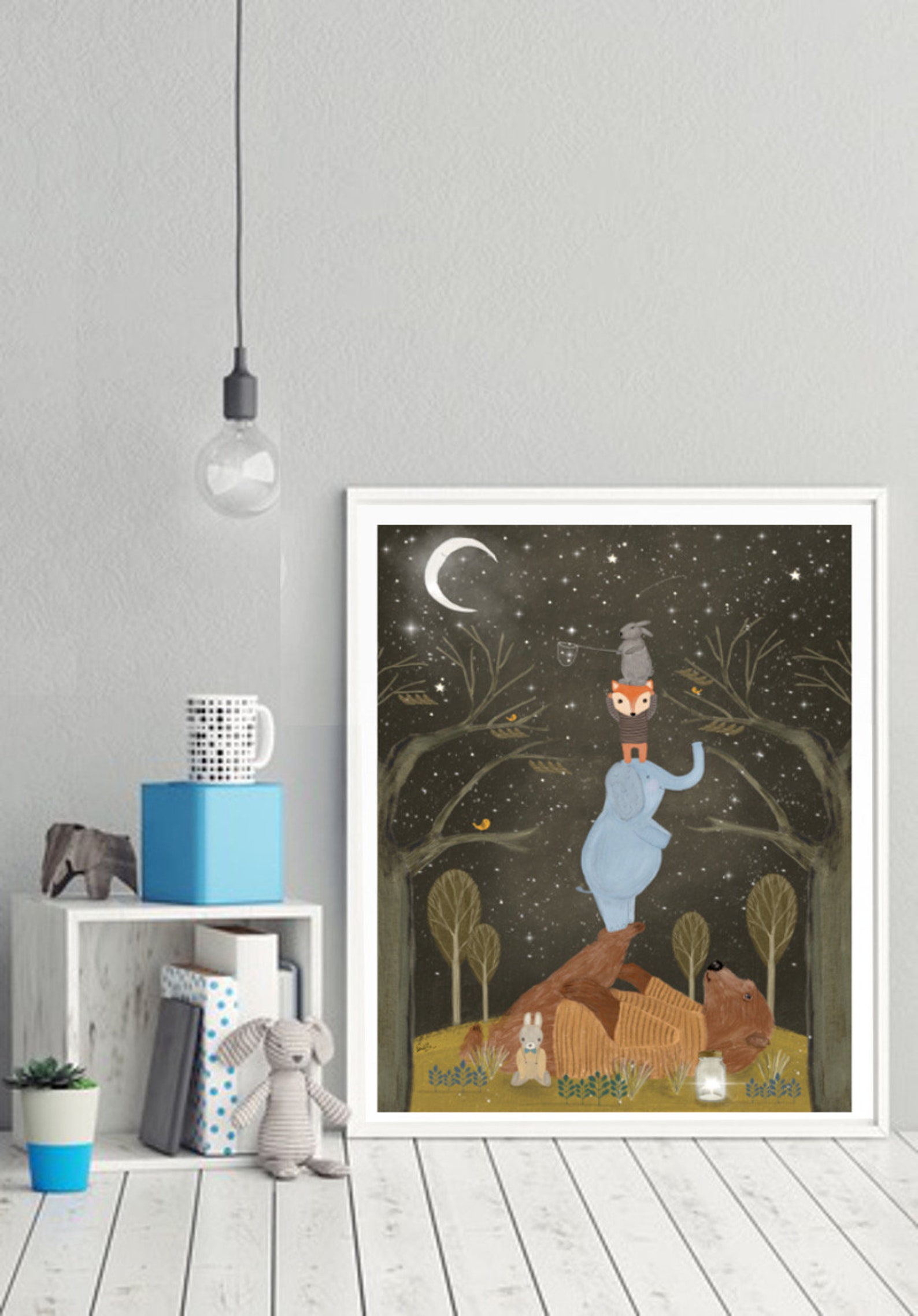 Catching Falling Stars. Nursery Art Childrens Wall Art | Etsy