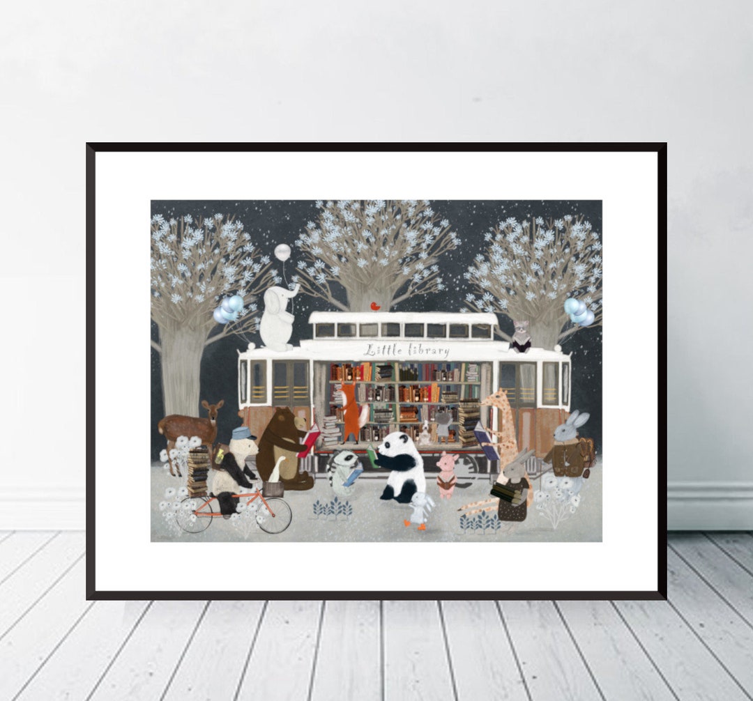 Little Library. Nursery Art, Children's Wall Art, Reading Theme ...