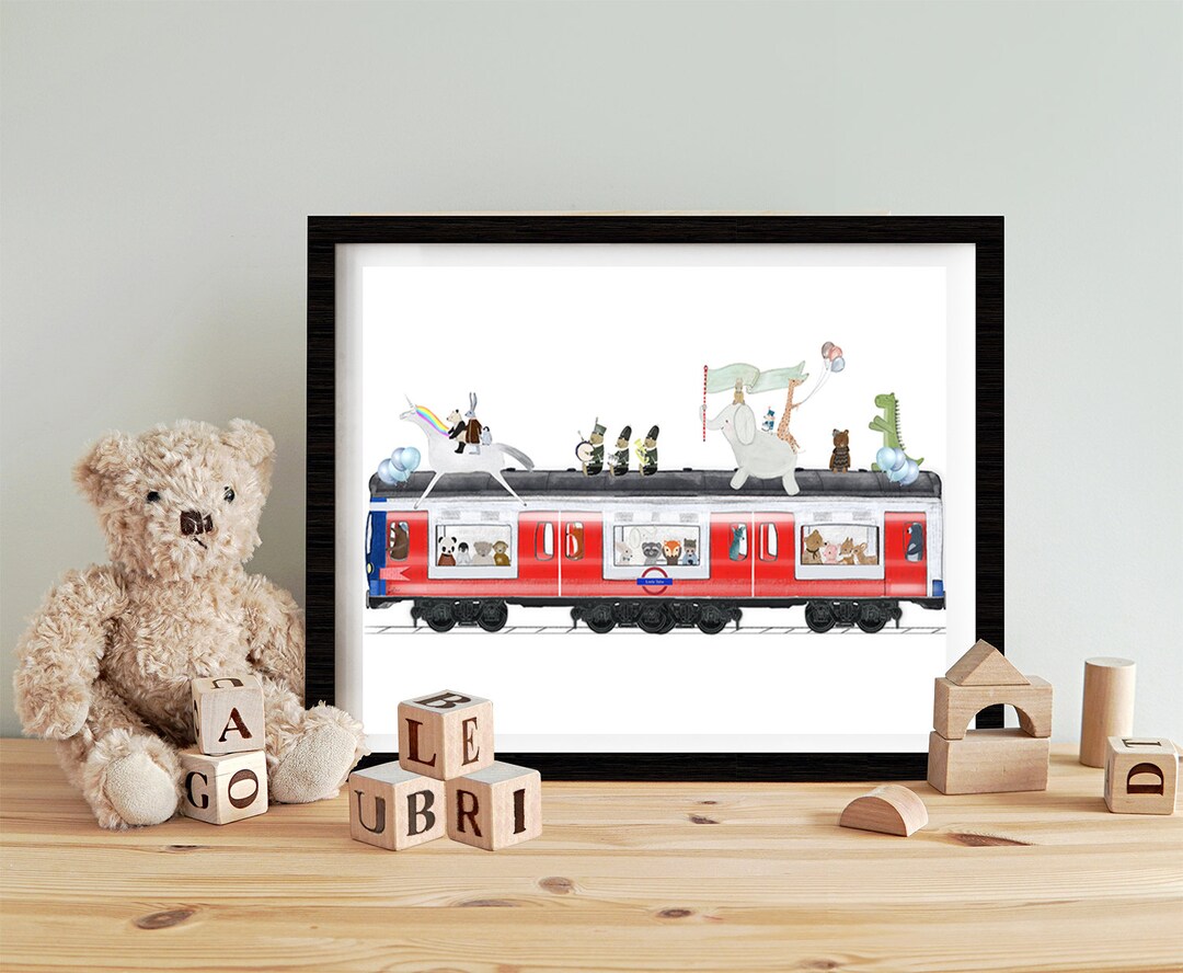 Little Tube. Nursery Art, Children's Wall Art, Tube Train Theme, Travel ...