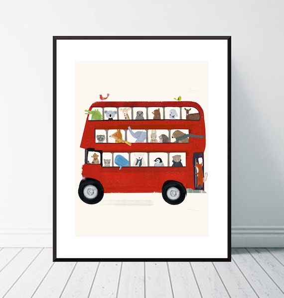 The Big Little Red Bus. Nursery Art Baby Nursery Art - Etsy UK