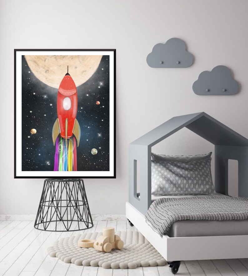 The Great Adventure. Space Travel Art Solar System Print | Etsy