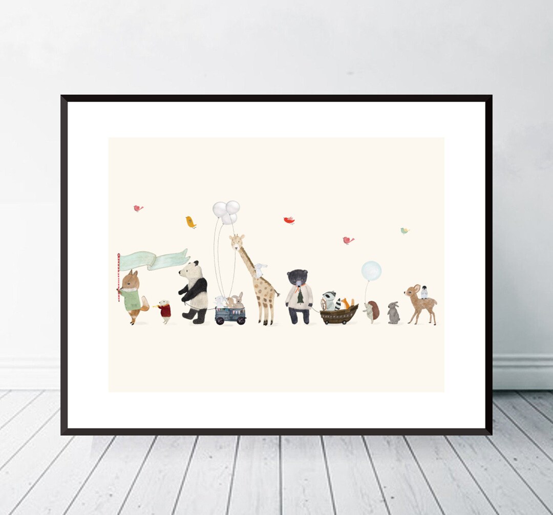 Lets Parade. Nursery Wall Art – Woodland Animals Print for Kids Room - Etsy