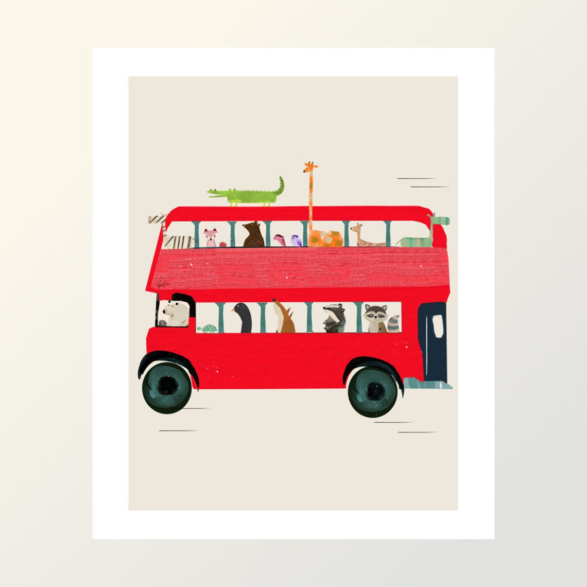 The Big Red Bus. London Bus, Nursery Animals, Nursery Art, Children's ...