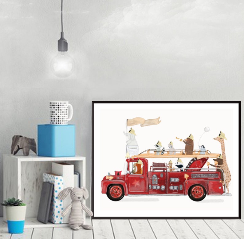 Little Fire Truck. Nursery Art Fire Engine Children's - Etsy