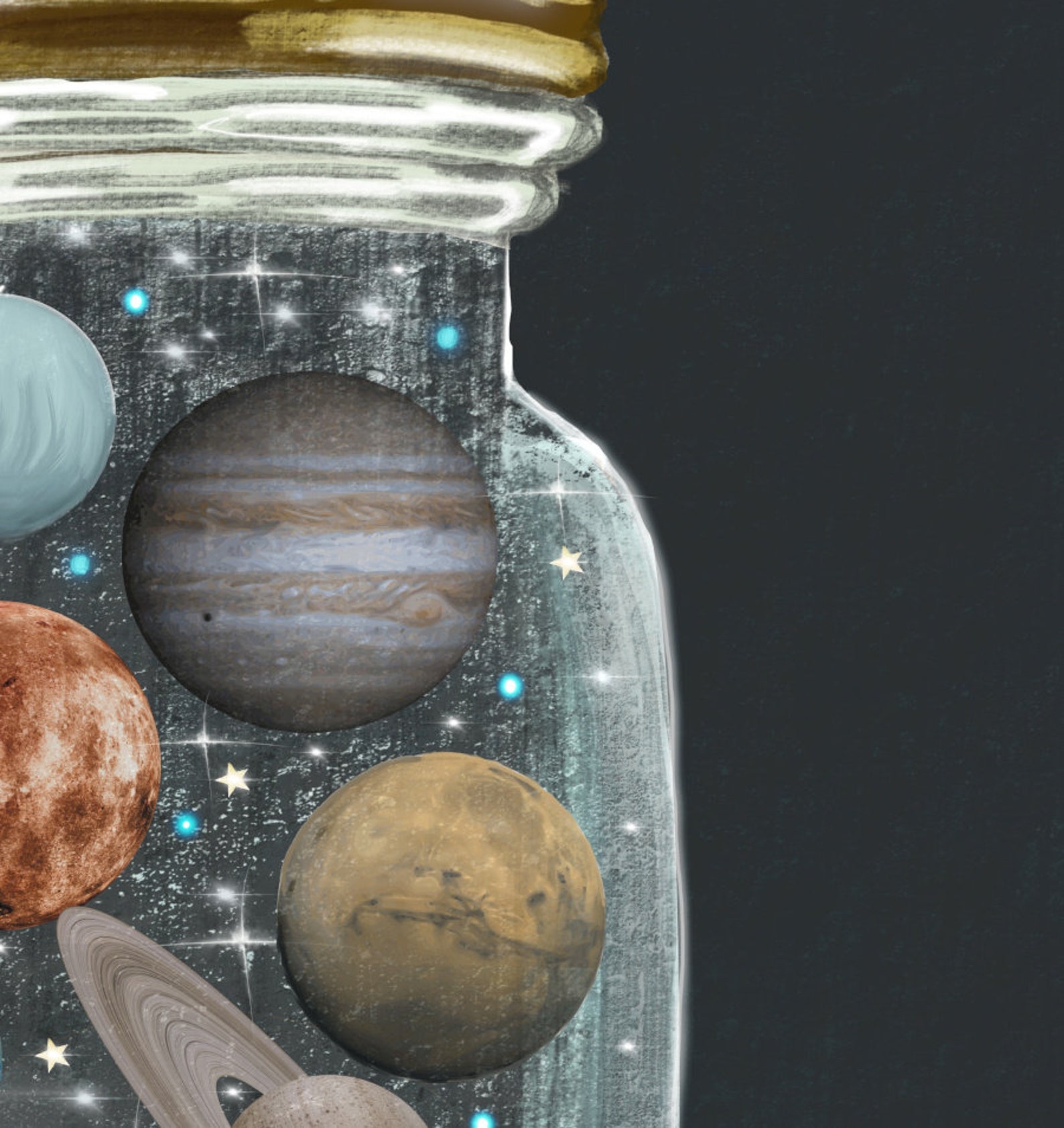 Galaxy Jar. Solar system print Solar system poster Solar | Etsy