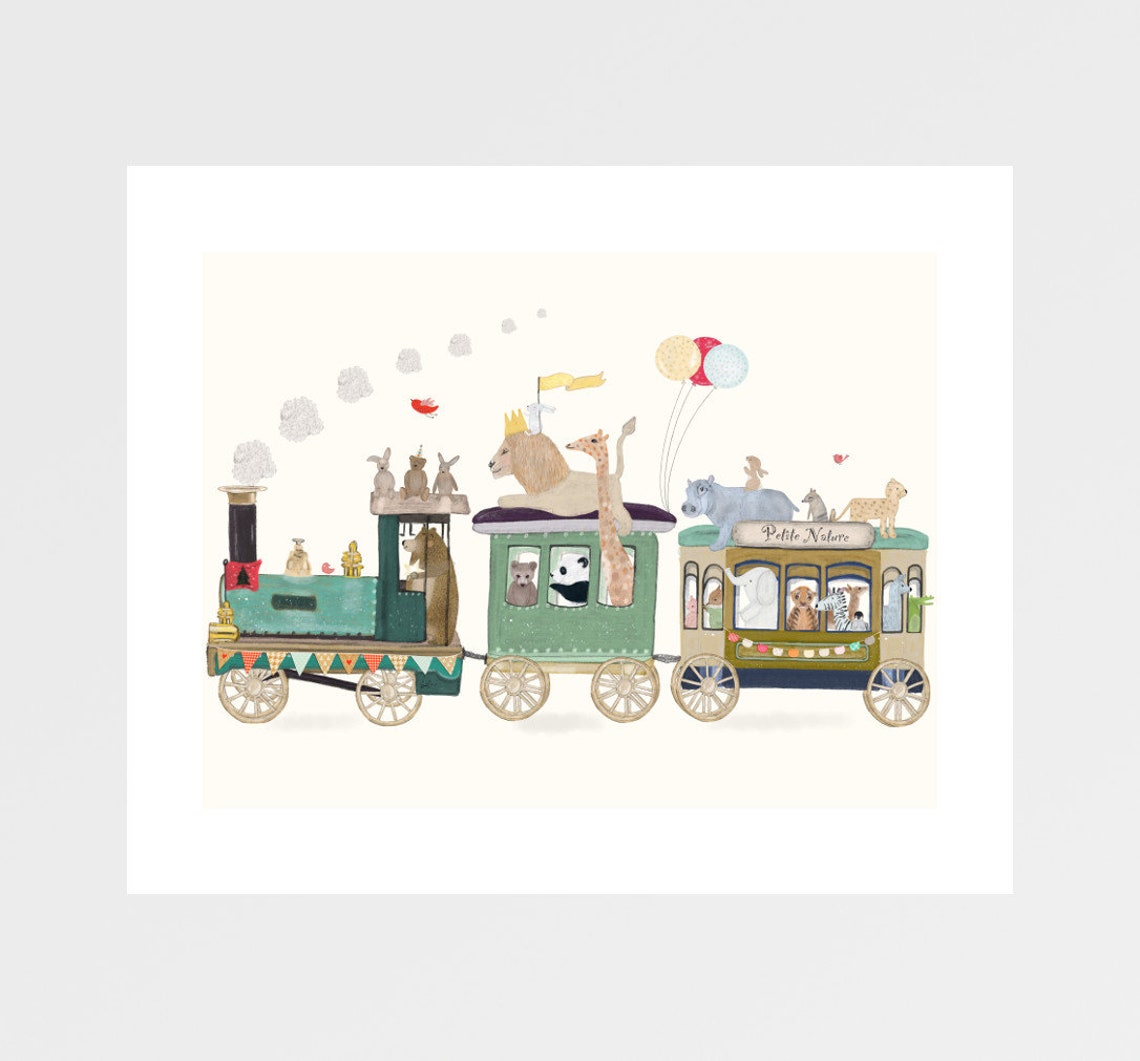 Petite Nature Train. Nursery Art Children's Wall Art | Etsy