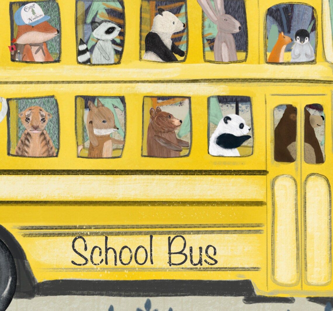 The Big School Bus. Nursery Art Children's Wall Art - Etsy