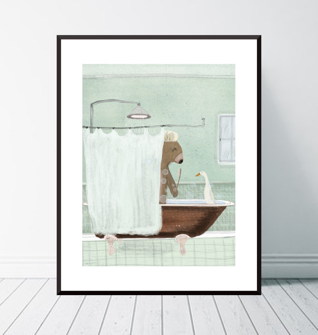 Shower Time.bathroom Wall Art.bathroom Decor.childrens Wall Art.cute ...