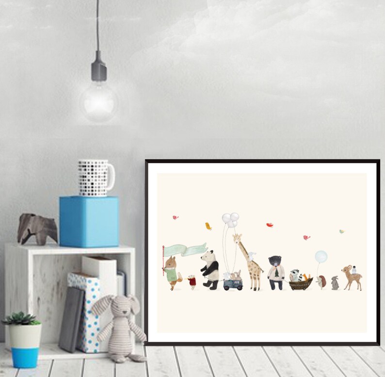 Lets Parade. Nursery Wall Art – Woodland Animals Print for Kids Room - Etsy