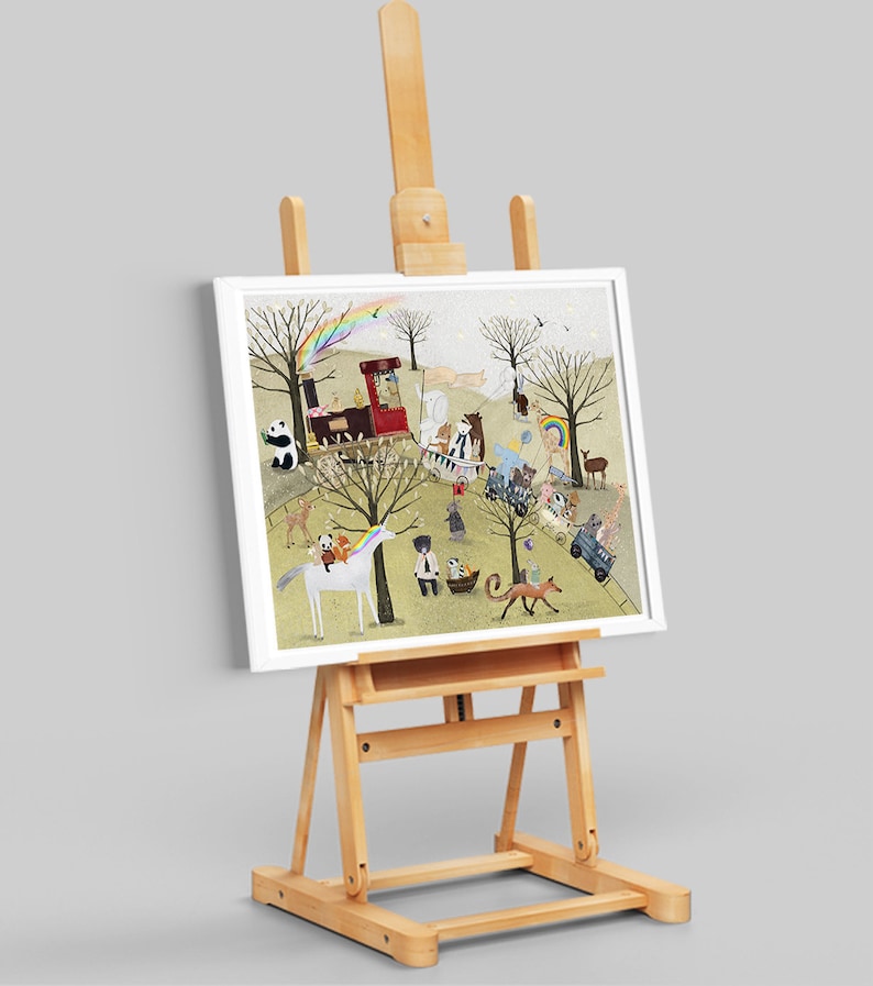 Safari Animal Train. Nursery Wall Art, Kids Room Prints, Woodland ...