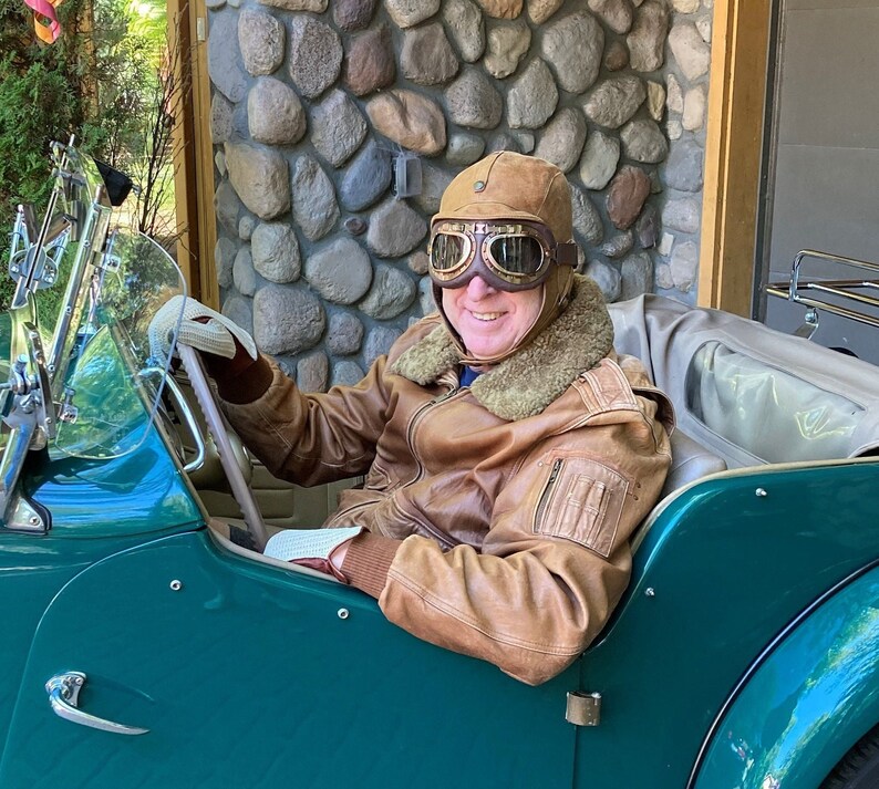 Tan Leather Aviator Hat Convertible Driving Motorcycle - Etsy