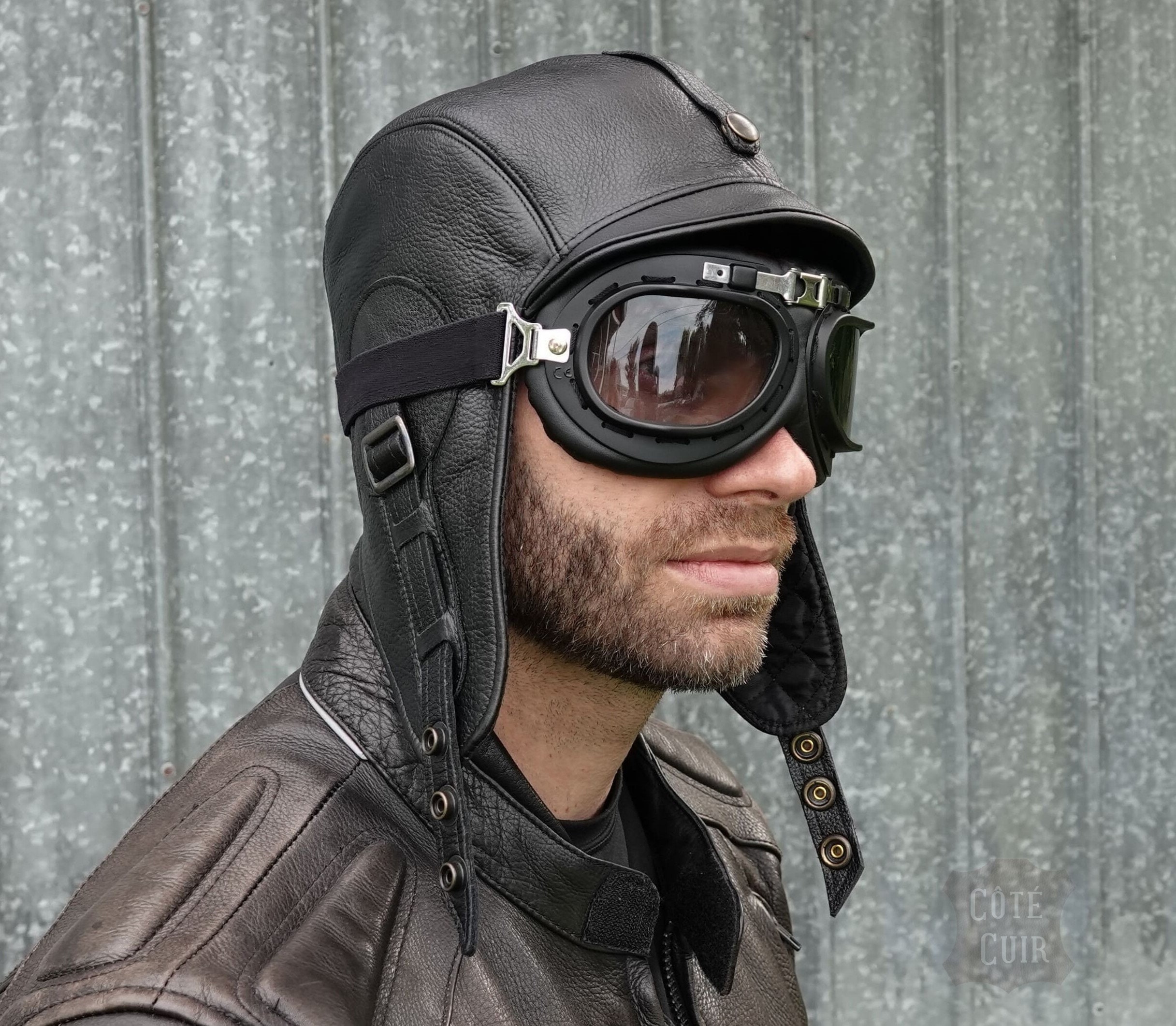 Vintage Leather Motorcycle Helmet