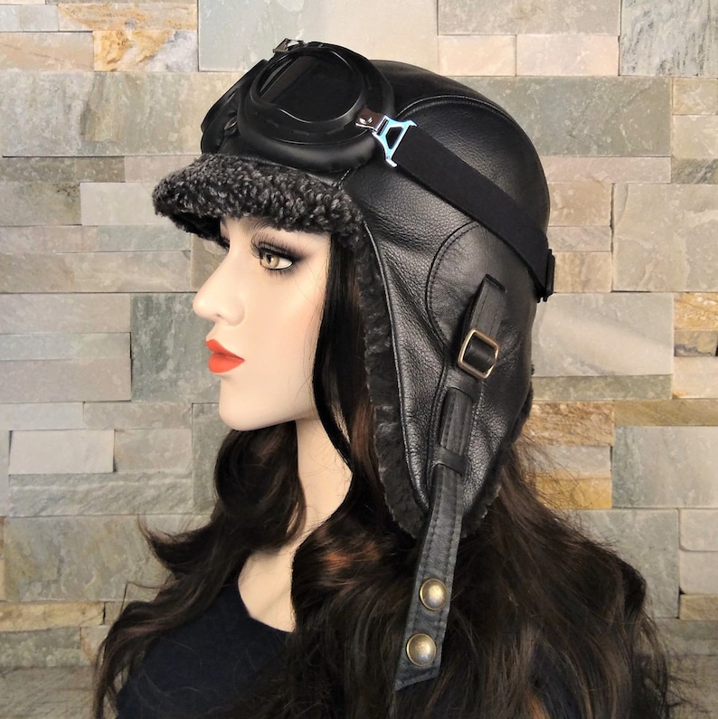 Sheepskin Hat Real Gray Shearling Aviator Cap Ushanka - Etsy