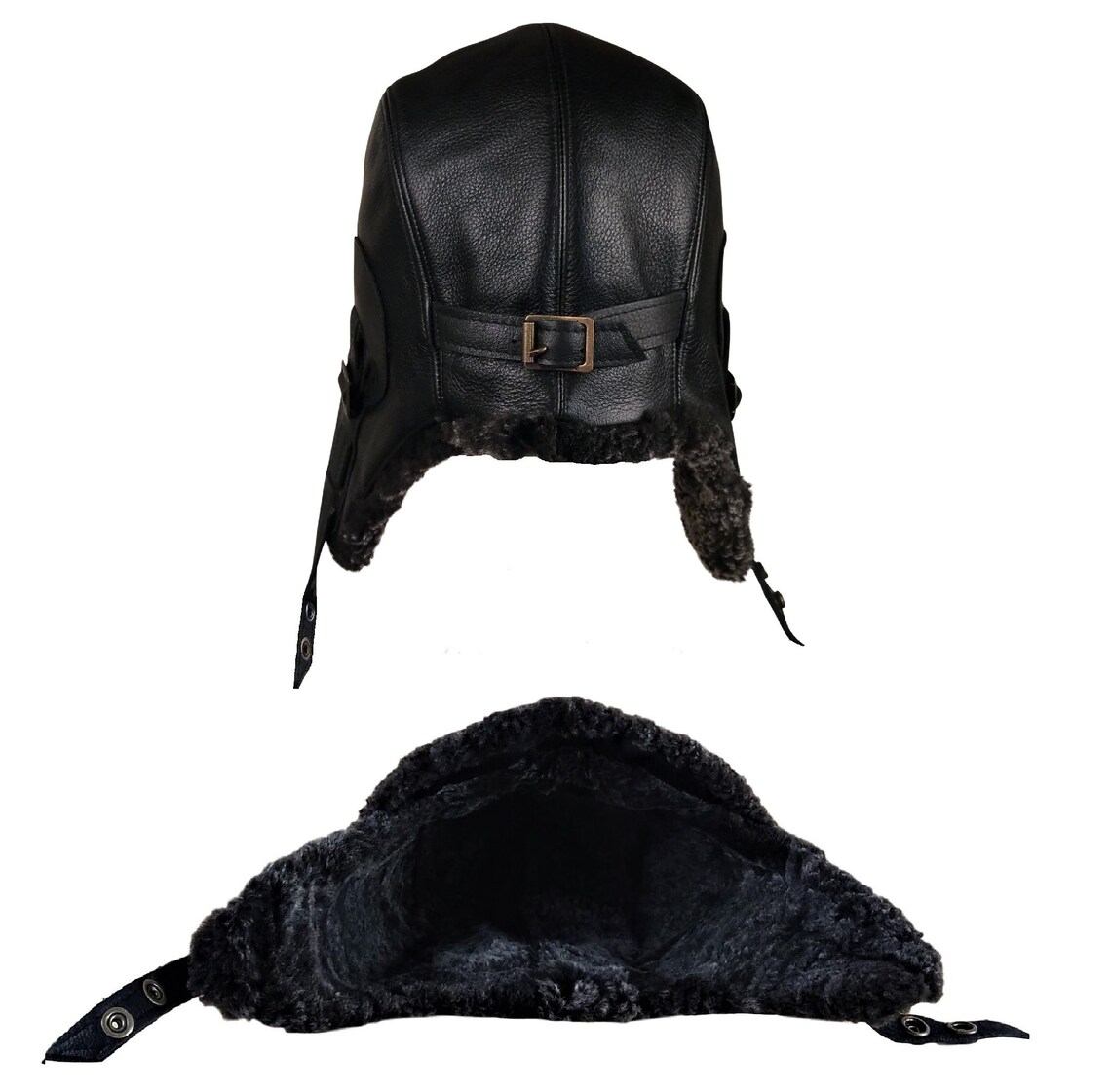Sheepskin Hat Gray Shearling Aviator Cap Trapper Hat Bomber | Etsy