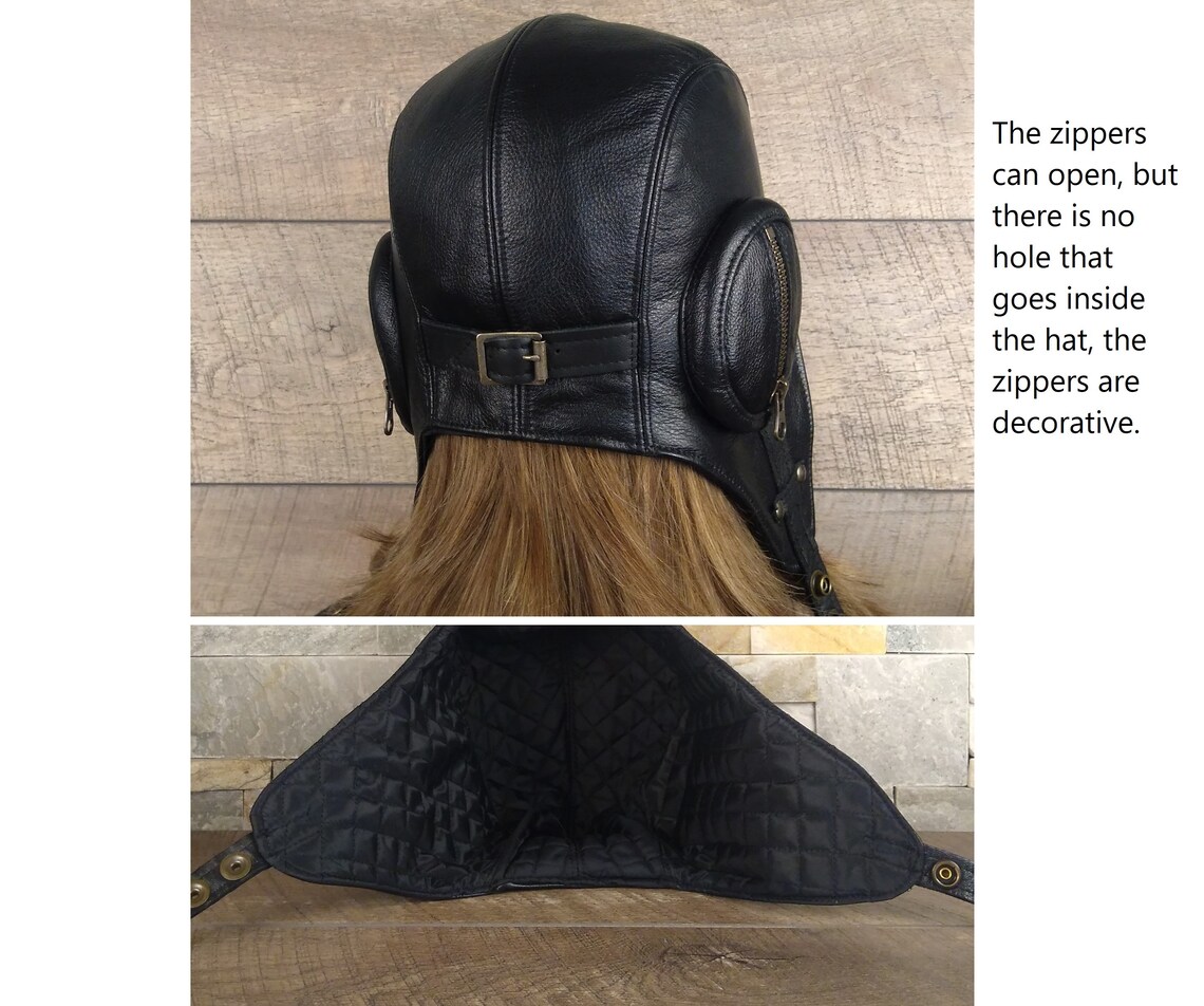 Leather Aviator Hat Vintage Pilot Helmet WW2 Military Style - Etsy