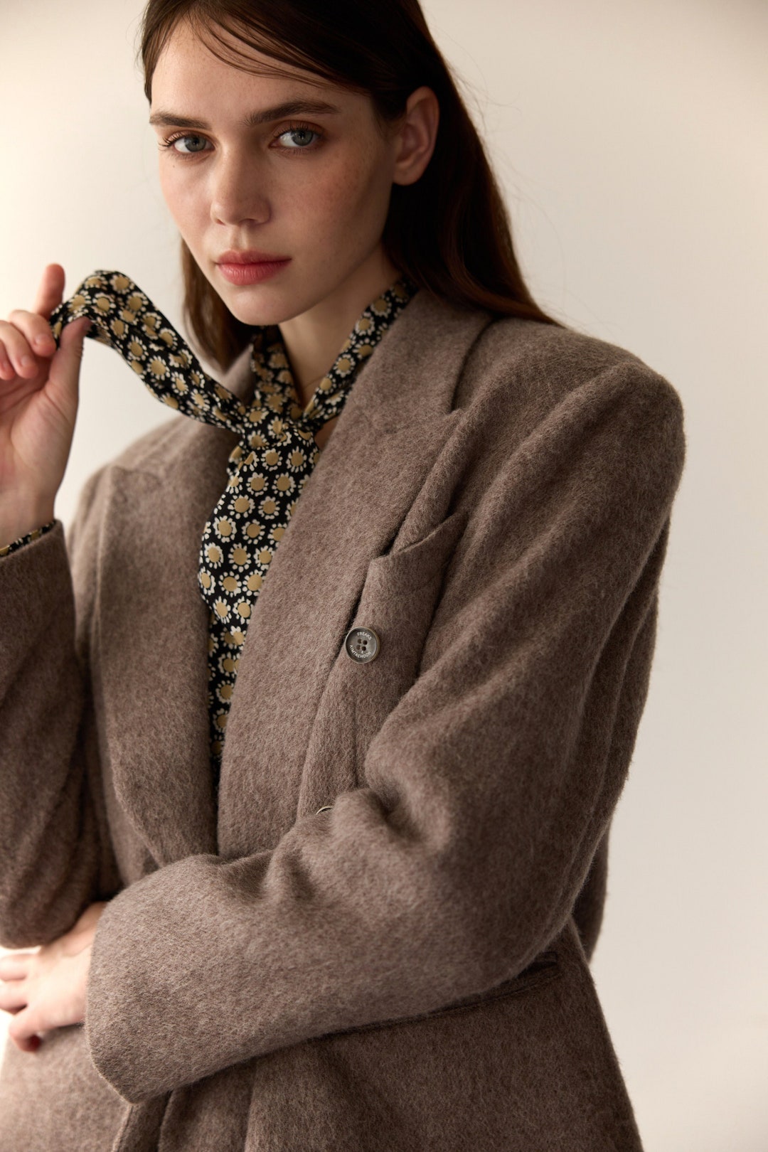 Big Shoulder Peaked-up Lapel Double-breasted Japanese Wool 100% Long ...