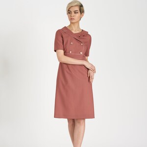 Asymmetric Structural Neckline Formal Summer Wool Dress_nostalgia Rose ...