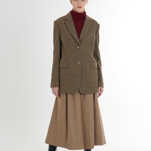 Wool Tweed Check Pattern Loose Fit Single Two Button Blazer - Etsy