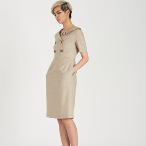 Asymmetric Structural Neckline Formal Summer Wool Dress_brazilian Sand ...