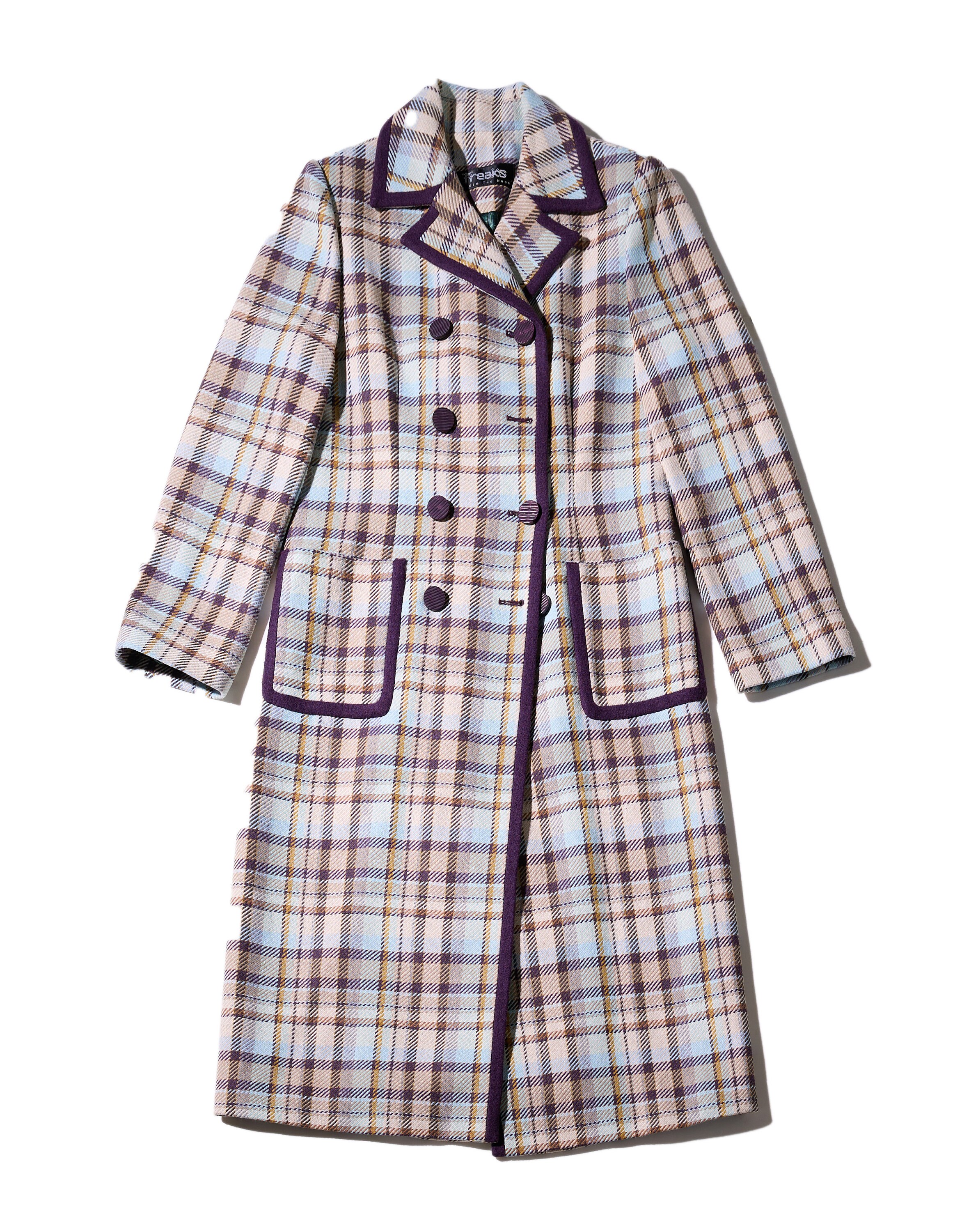 Combination Classical Check Pattern Italy Wool Blending Double-breasted ...