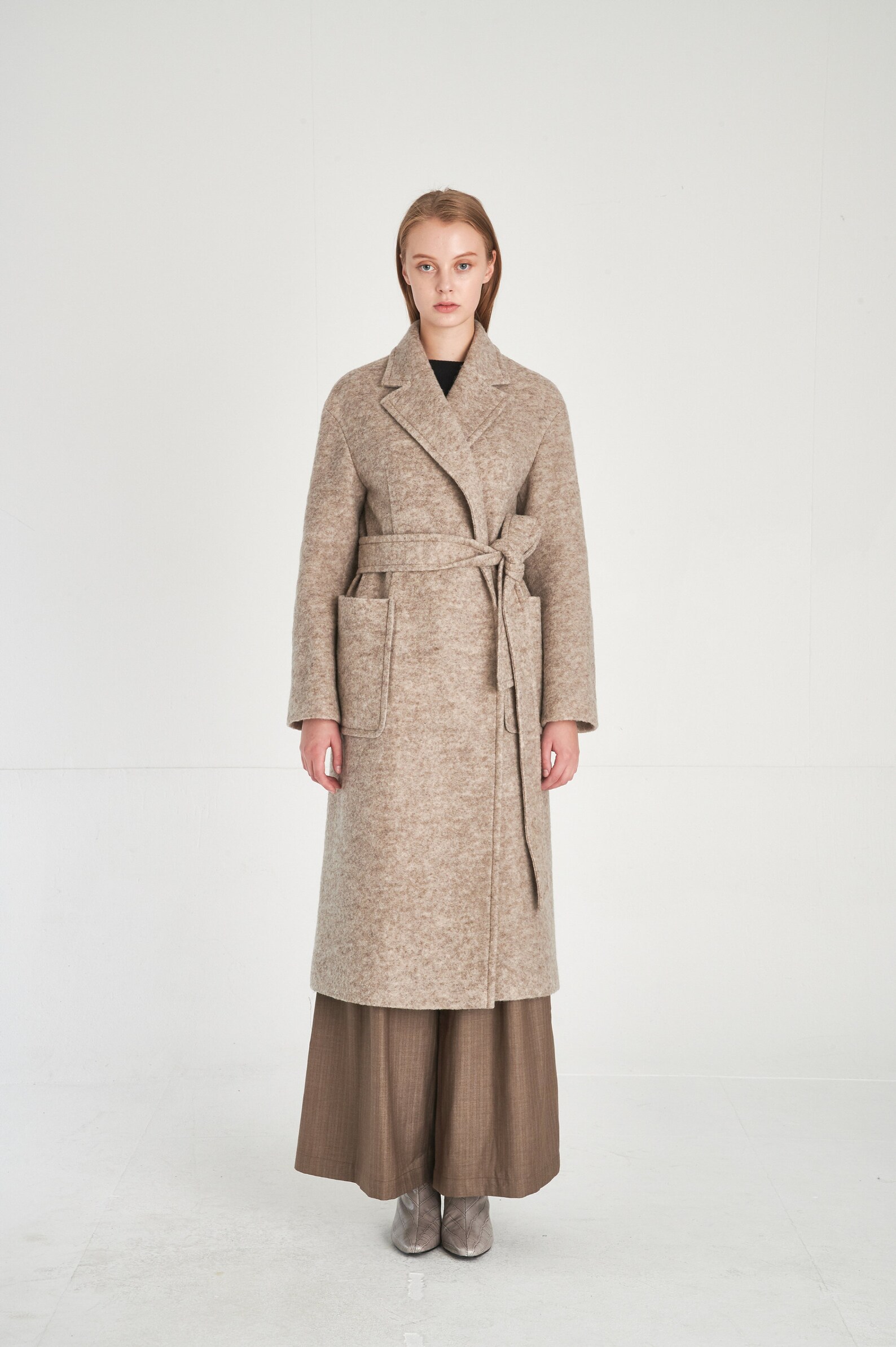 Minimal Soft Wool Knit Gown Coat_melange-greige - Etsy