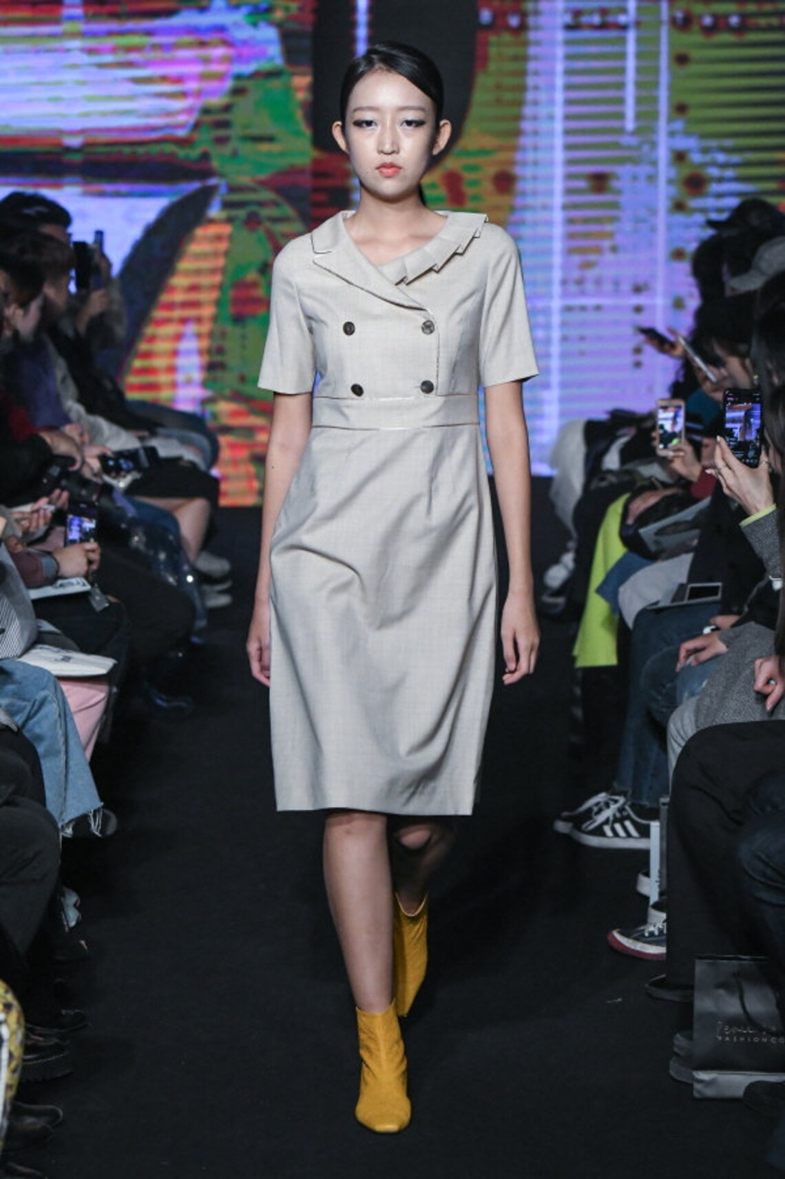 Asymmetric Structural Neckline Formal Summer Wool Dress_brazilian Sand ...